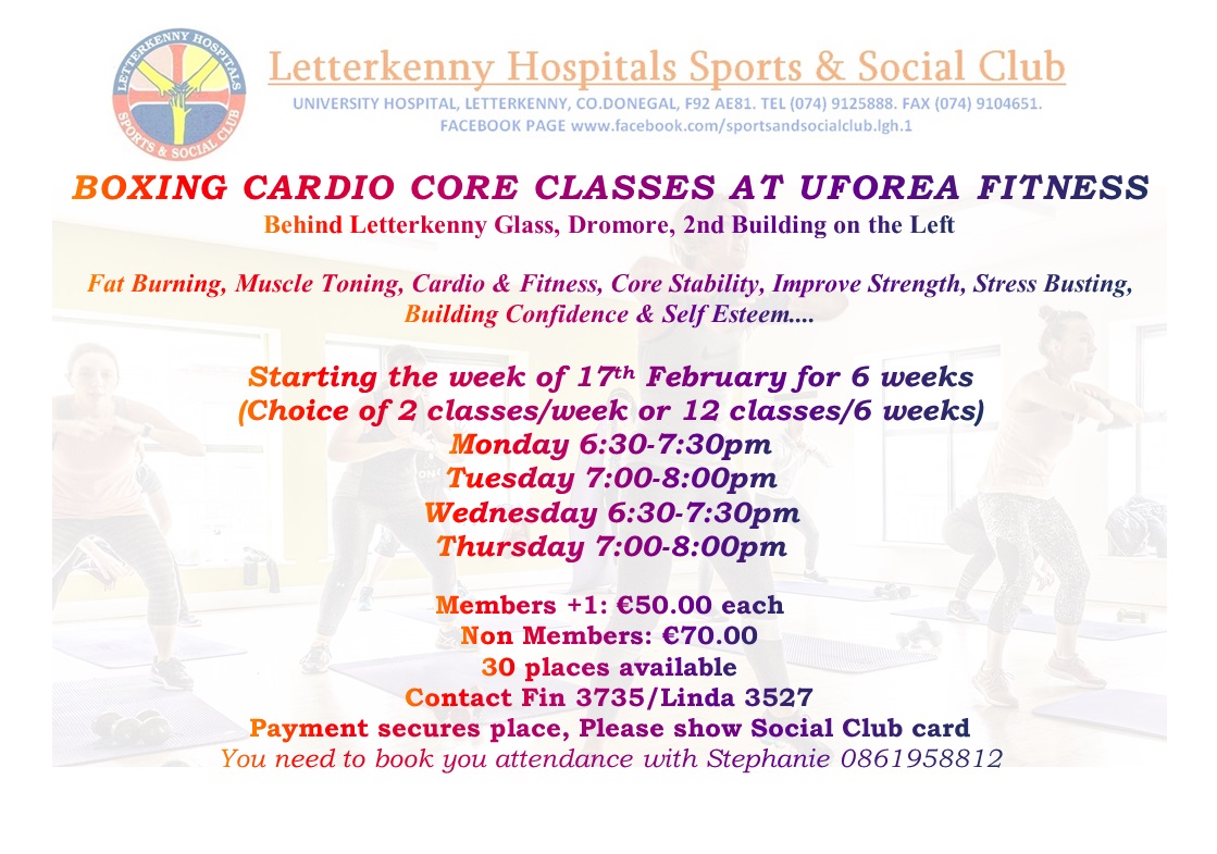 Boxing Cardio Core Classes – Letterkenny Hospitals Staff Sports ...