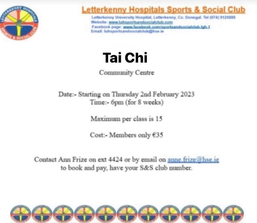Tai Chi – 3 places available and can take + 1 for €35 pp – Letterkenny ...