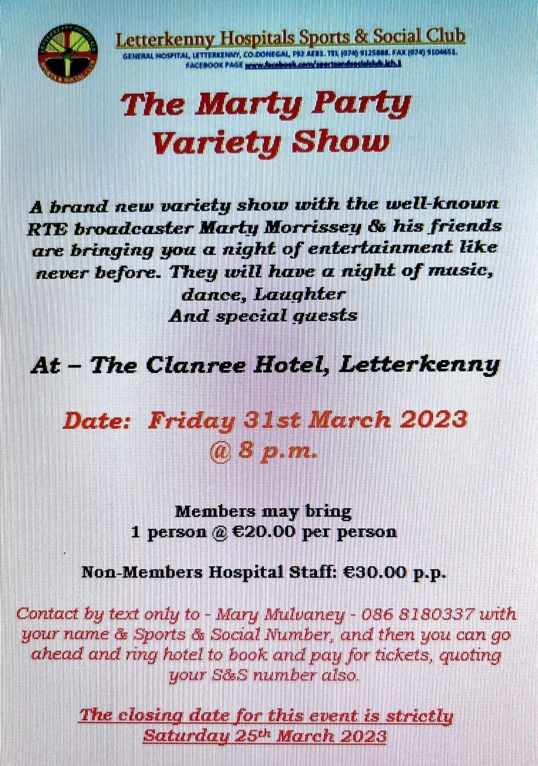 The Marty party is coming to the Clanree Hotel, Letterkenny on Friday ...