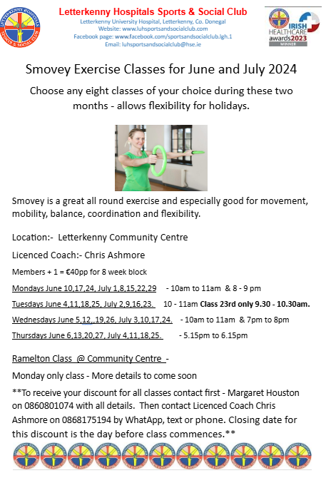 Our next set of Smovey Exercise classes for June & July 2024. You can ...