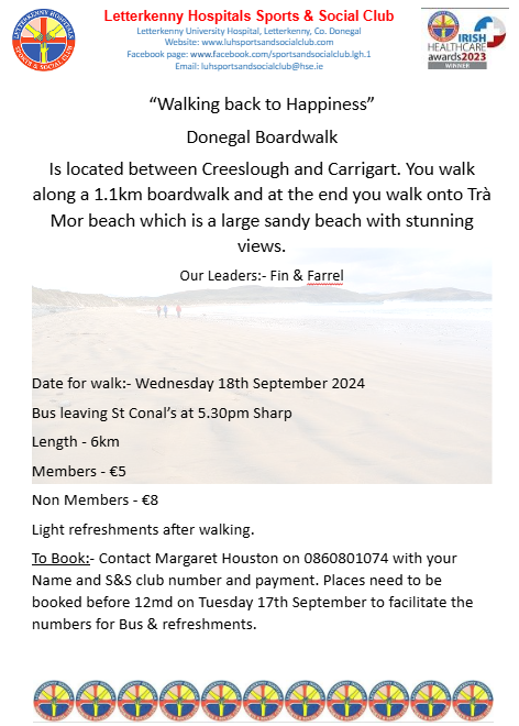 Our last walk for this year is on Wednesday 18th September. It’s to the ...